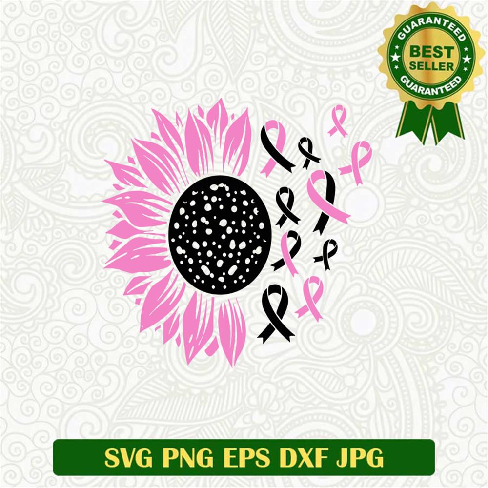 Cancer Ribbon SVG, Sunflower Breast Cancer SVG, Floral Awareness SVG P ...