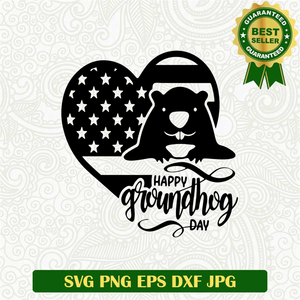 Happy Groundhog Day SVG, Groundhog Day SVG, Heart Flag SVG – Lightberty