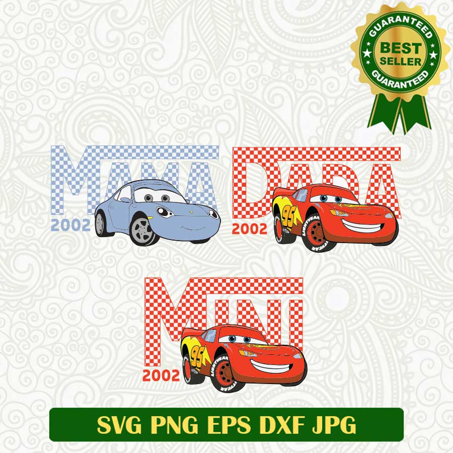 Mama Dada Cars Disney SVG, Family Cars Movie Cartoon SVG, Cars Family ...