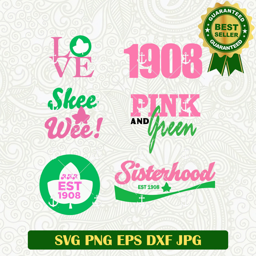 Aka 1908 Sisterhood SVG Bundle, Aka EST 1908 SVG, Alpha Kappa Alpha So ...