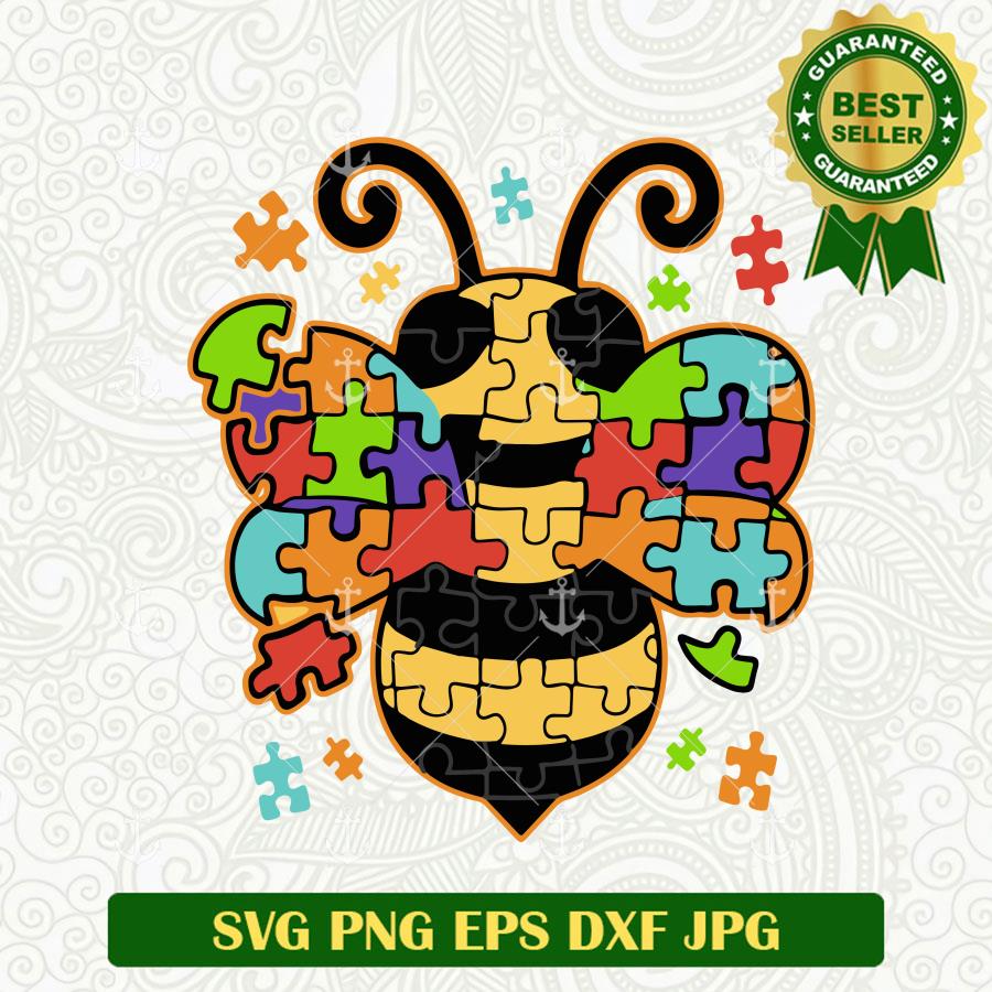 Autism Bee puzzle Piece SVG, Autism Awareness Honey Bee SVG PNG ...