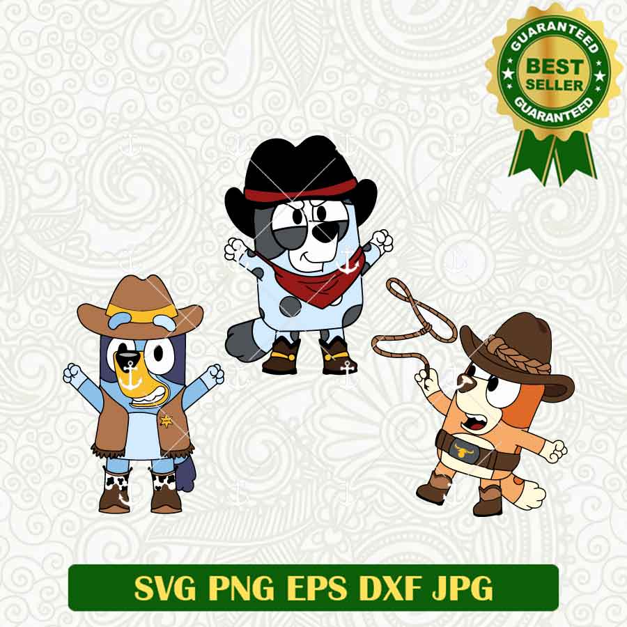 Bluey Characters Cowboy bundle SVG, Bluey Cowboy Western SVG PNG ...