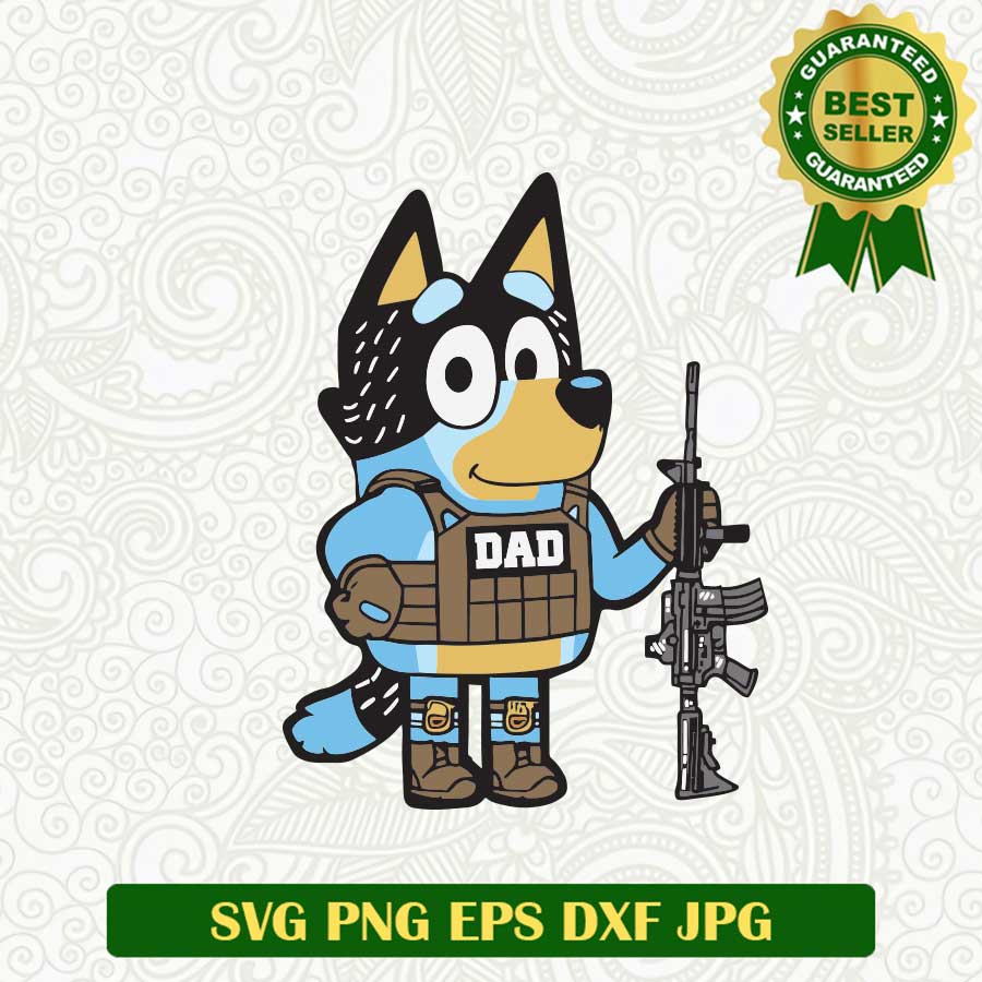 Bluey Dad With gun SVG, Bluey Military SVG PNG – Lightberty