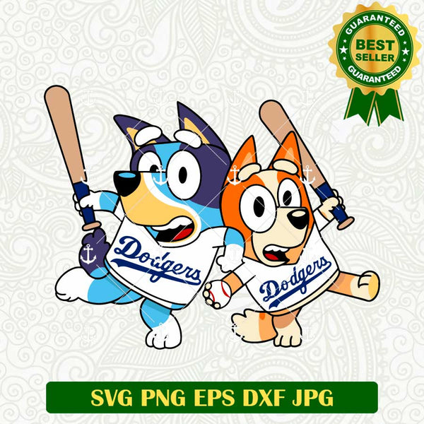 Bluey Dodgers Baseball SVG, Bluey Character SVG, Bandit Heeler Dodgers ...