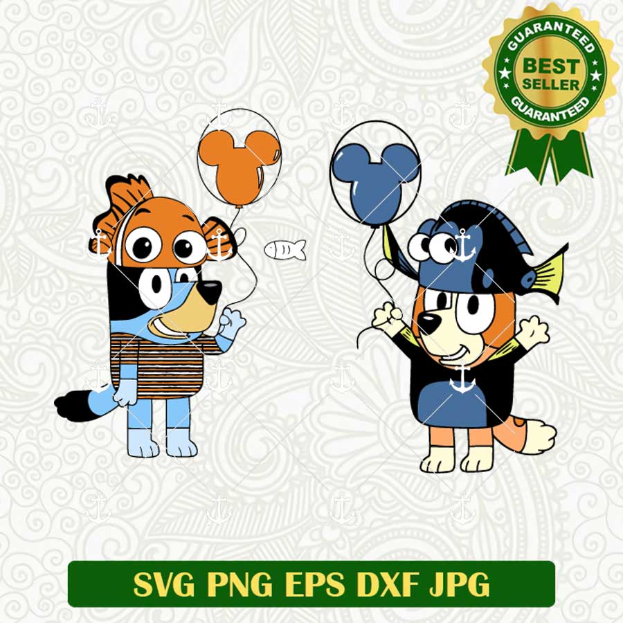 Bluey Nemo And Dory Halloween SVG, Bluey Finding Nemo Halloween SVG ...