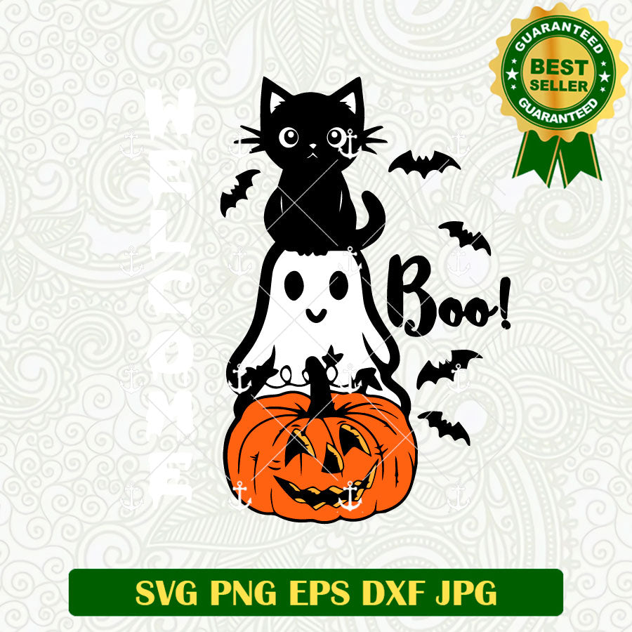 Boo Halloween Black Cat SVG, Halloween Pumpkin SVG PNG – Lightberty