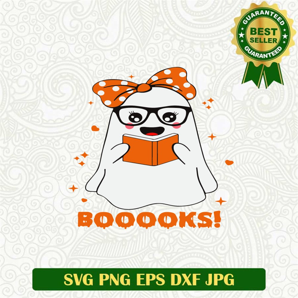 Book Ghost Halloween Svg, Booooks Reading Svg, Spooky Education Svg Pn ...