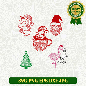 Christmas Animal SVG, Unicorn, Sloth, Flamingo SVG, Santa Christmas Tr ...