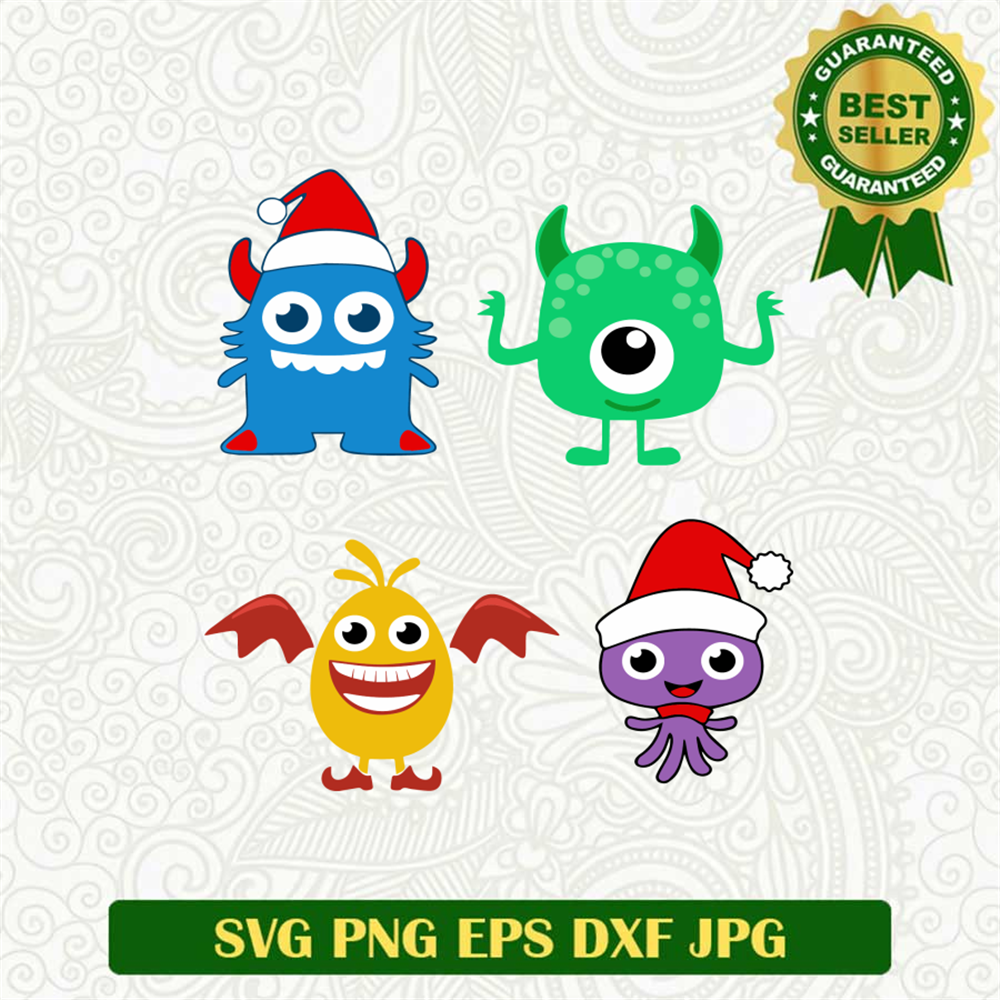Christmas Monsters SVG, Cute Christmas Monsters SVG, Christmas SVG ...