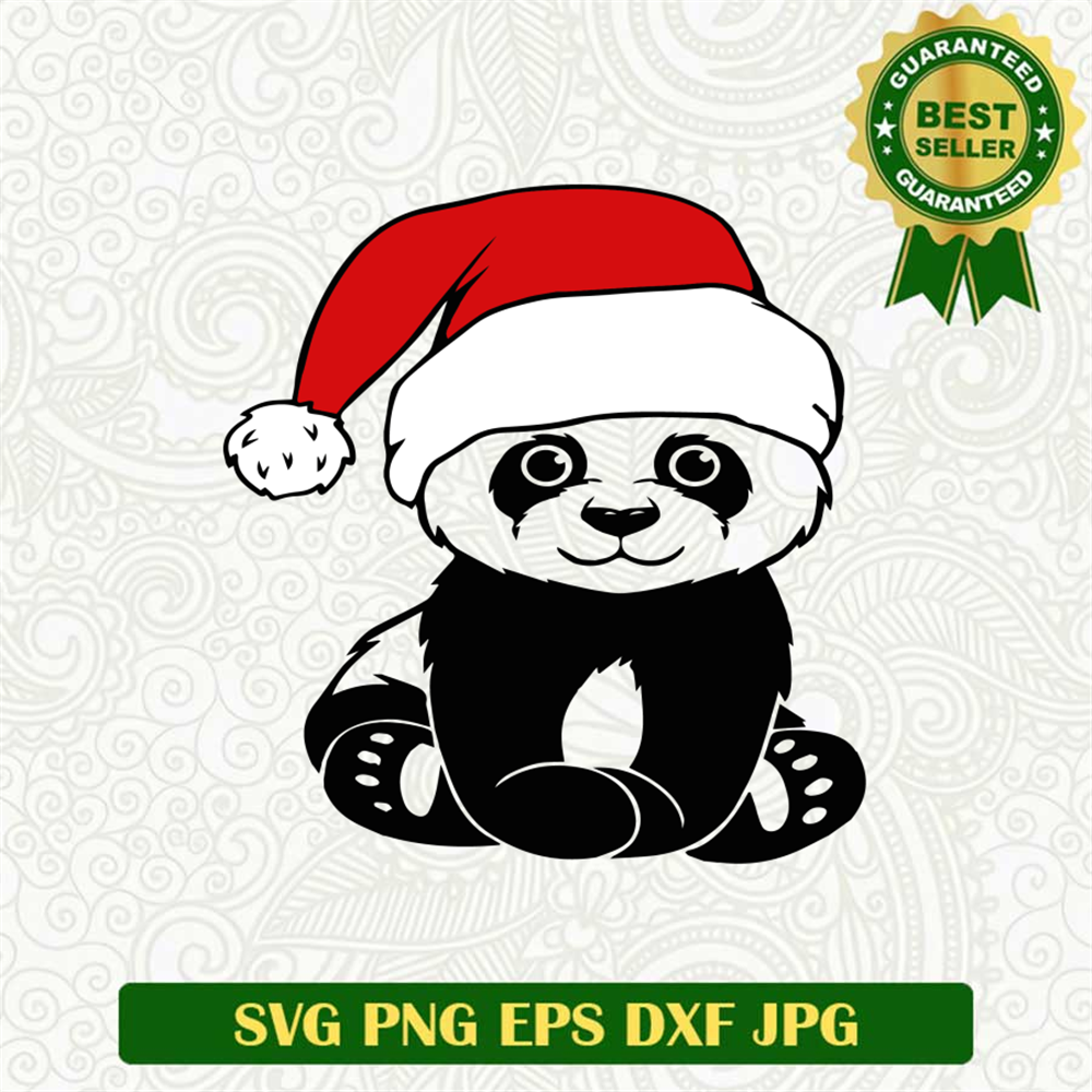 Christmas panda wearing a Santa hat SVG, Panda SVG, Santa hat SVG ...