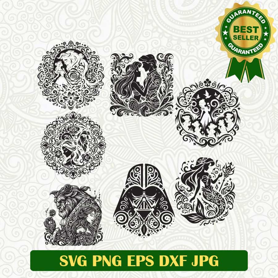 Disney Princess Character Mandala SVG, Disney Mandala SVG PNG Cricut ...