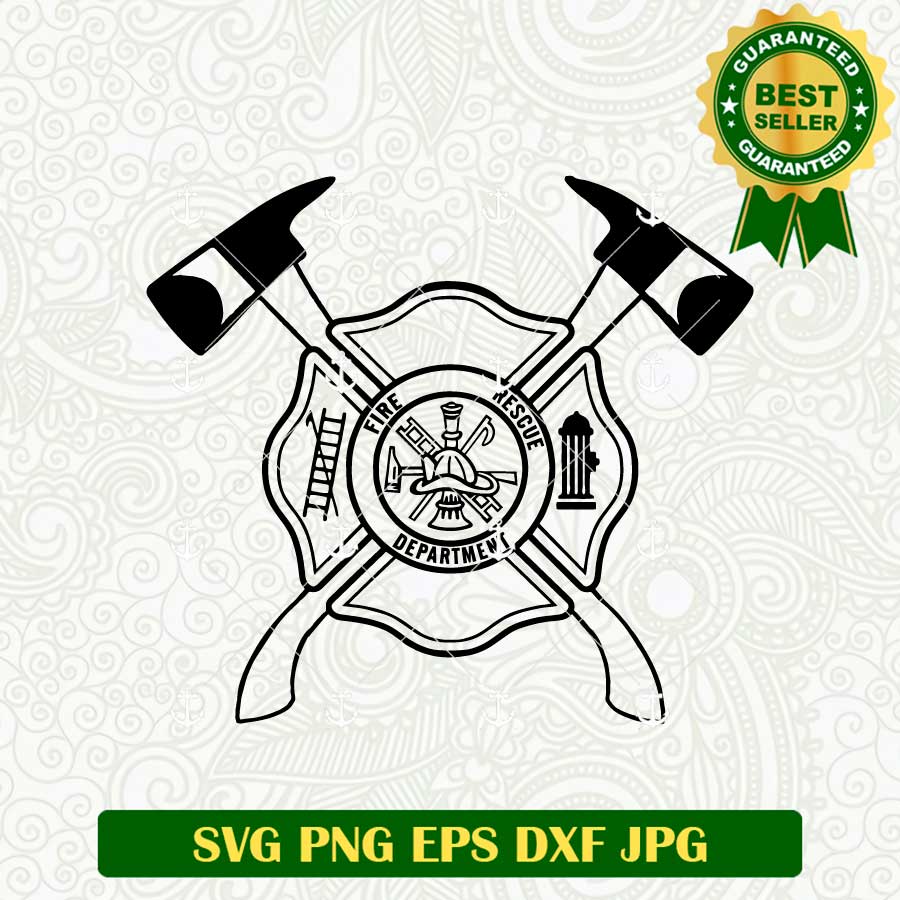 Firefighter Badge Svg, Fire Department Cross Svg, Rescue Axes Symbol S ...