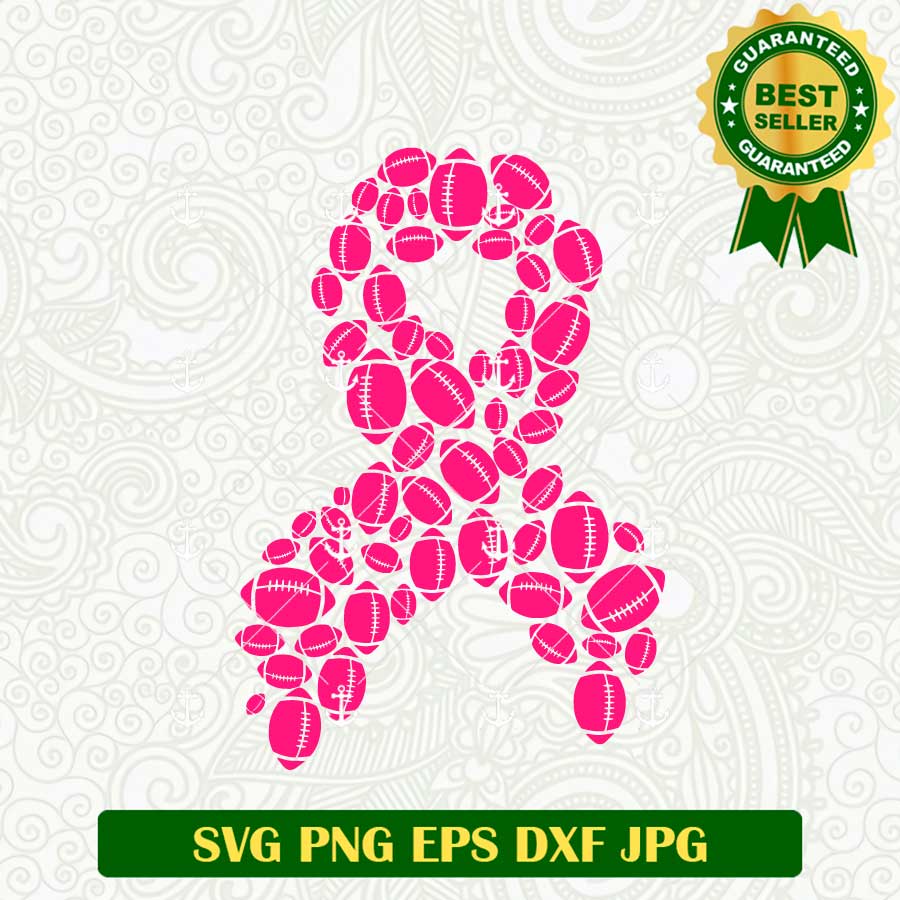 Football Ribbon Breast Cancer SVG, Ribbon Breast Cancer SVG, Football ...