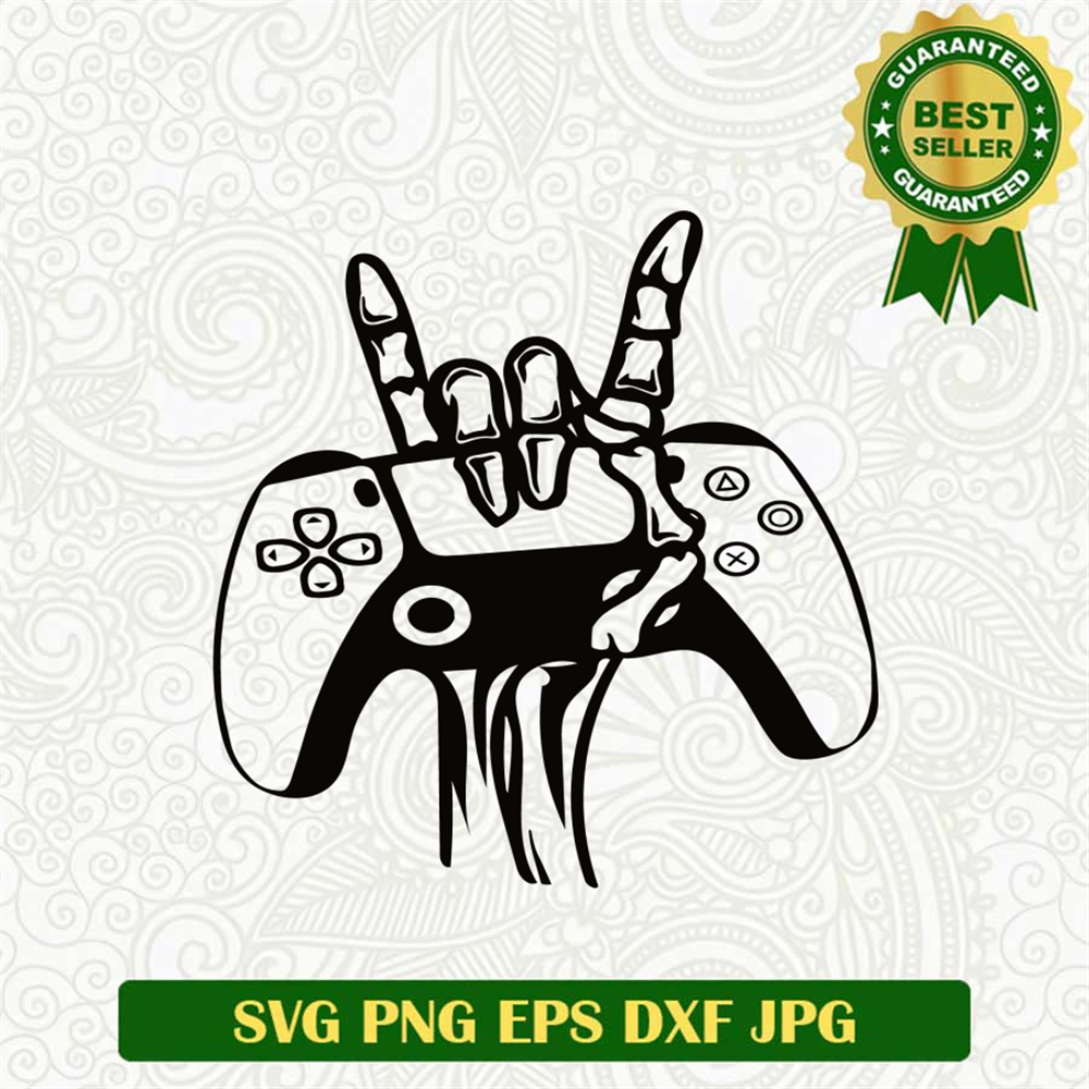 Gamer Hand Rock On SVG, Rock Sign Gamer Controller SVG, Bone Hand SVG ...