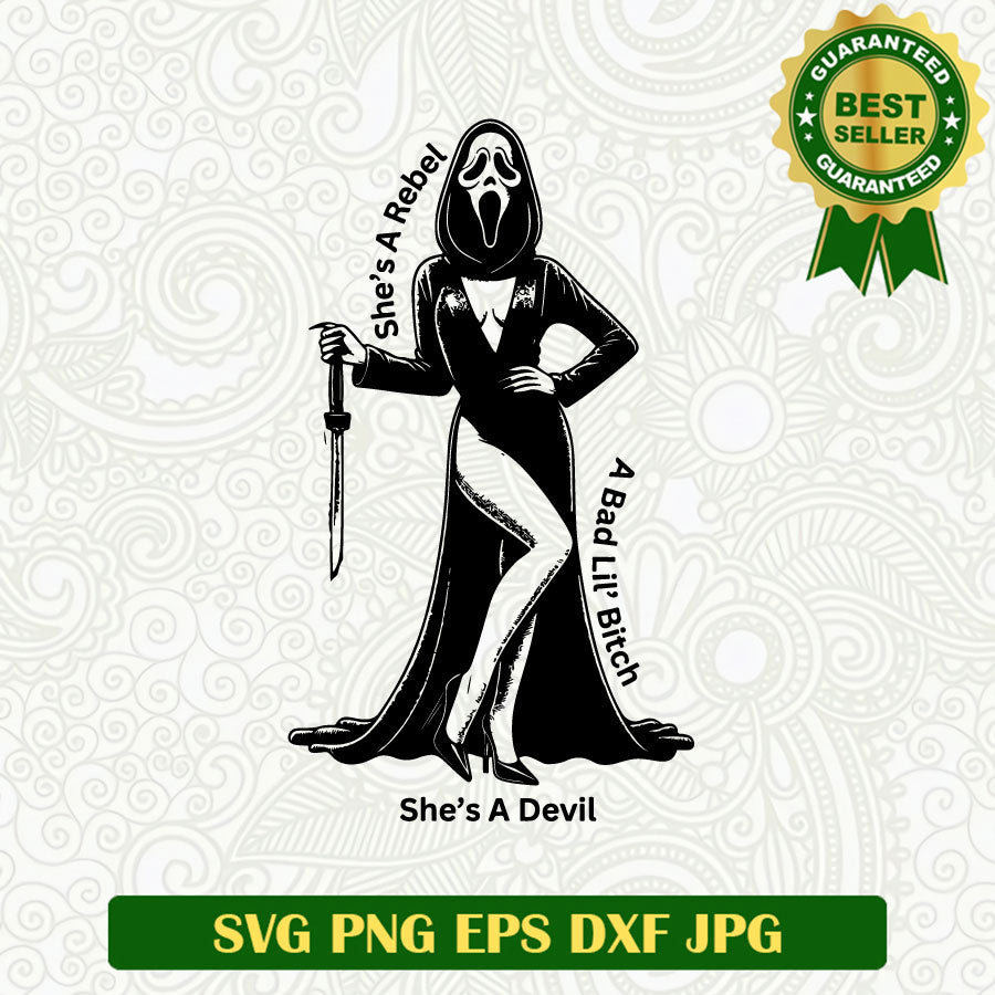 Ghostface Scream She's A Devil SVG, Ghostface Woman SVG PNG – Lightberty