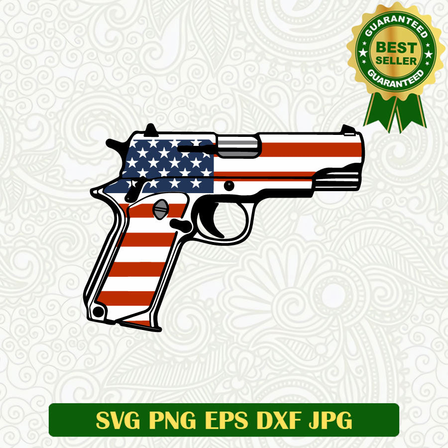 Gun America Flag SVG, Gun Pistol SVG PNG – Lightberty