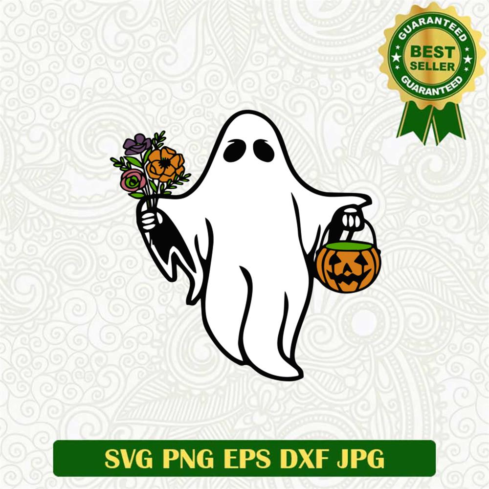 Halloween Boo SVG, Ghost Flower SVG, Cute Spooky SVG PNG – Lightberty