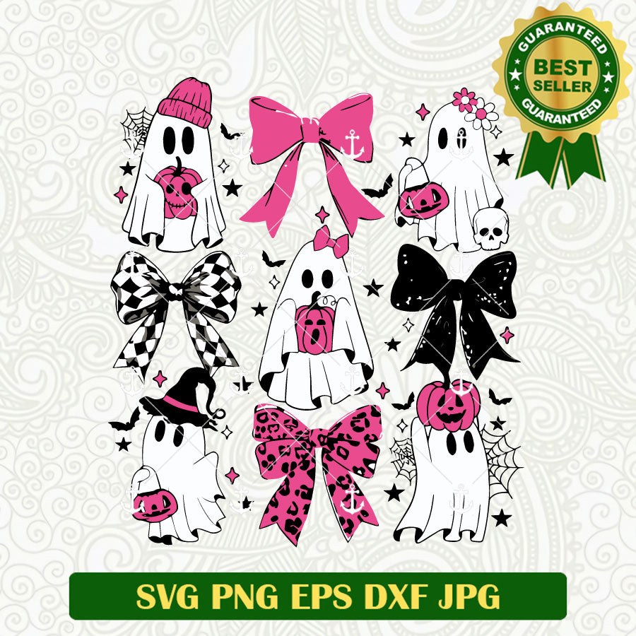 Halloween Ghost With Coquette Bow SVG, Coquette Bow Boo Cute SVG ...