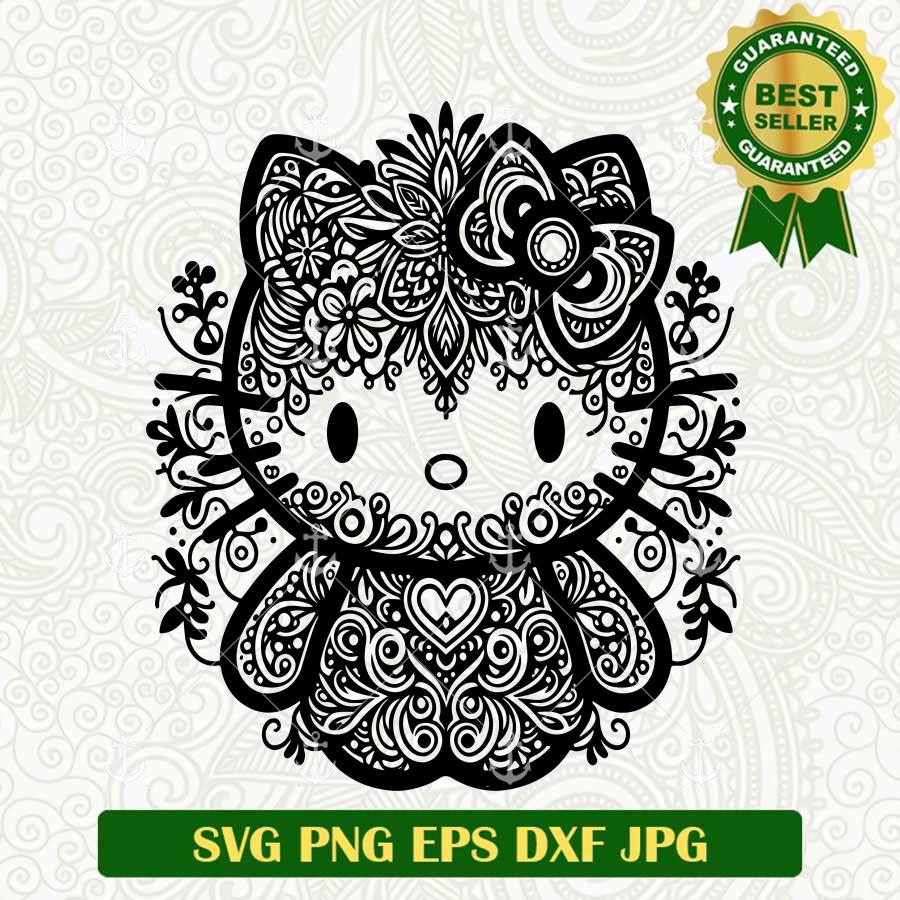 Hello Kitty Mandala Zentangle Style SVG, Hello Kitty Mandala SVG ...