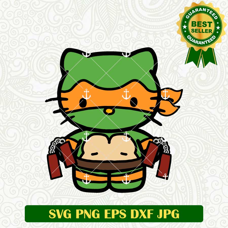 Hello Kitty Ninja Turtle SVG, Hello Kitty Michelangelo SVG PNG – Lightberty