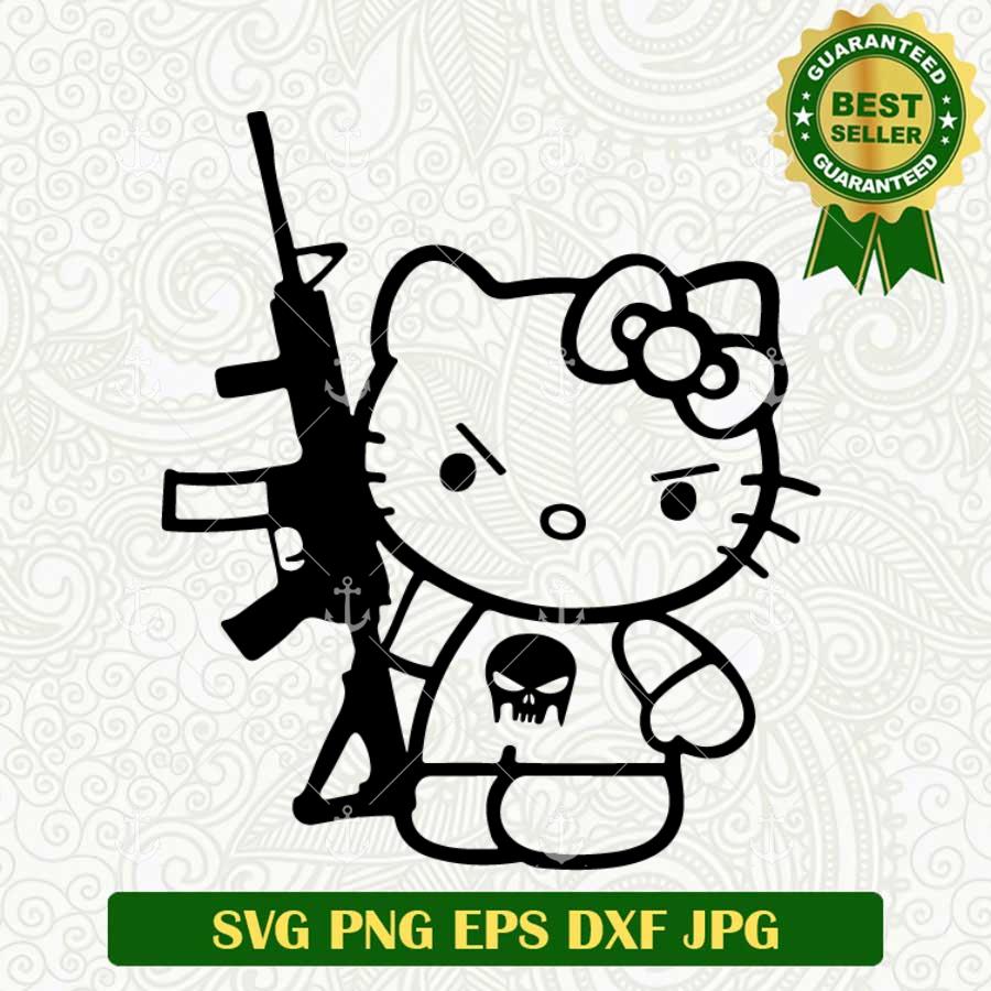 Hello Kitty With Gun SVG, Hello Kitty Punisher SVG, Kitty Cat with Rif ...