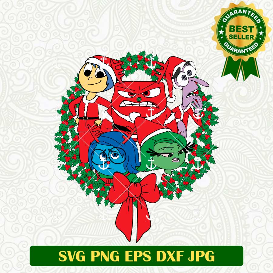 Inside Out 2 Christmas Wreath SVG, Inside Out Movie SVG, Inside Out Ch ...