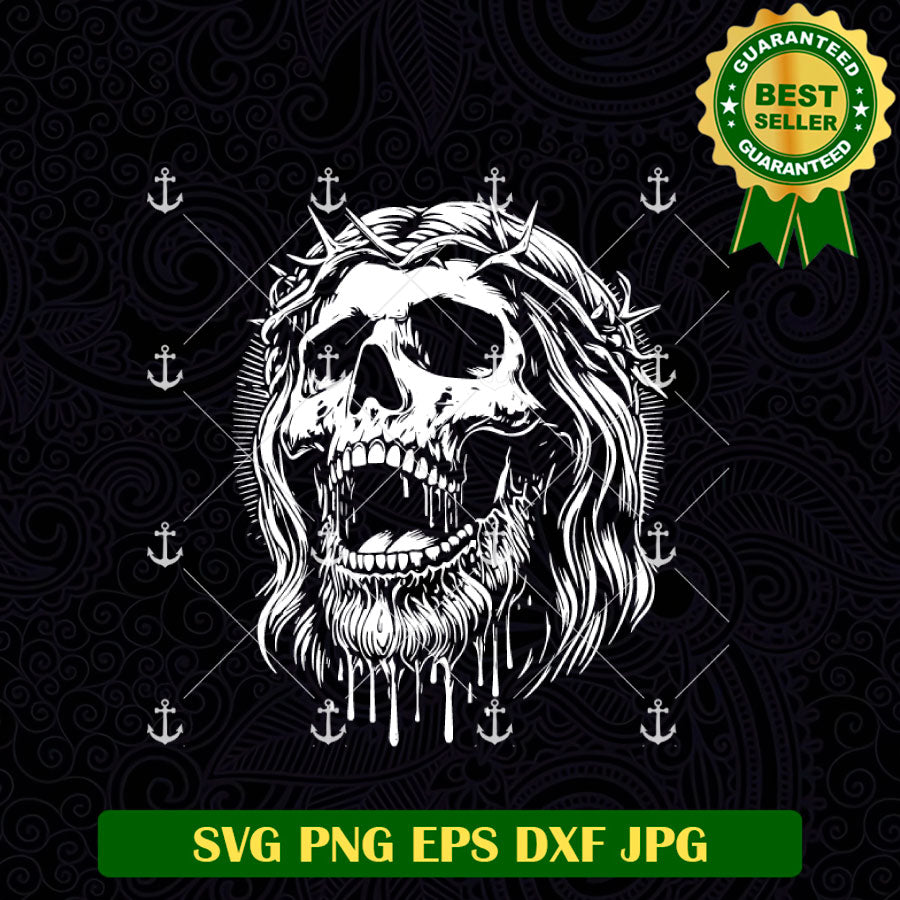 Jesus God Skull SVG cut file, Jesus Christ Skull With Crown of Thorns ...