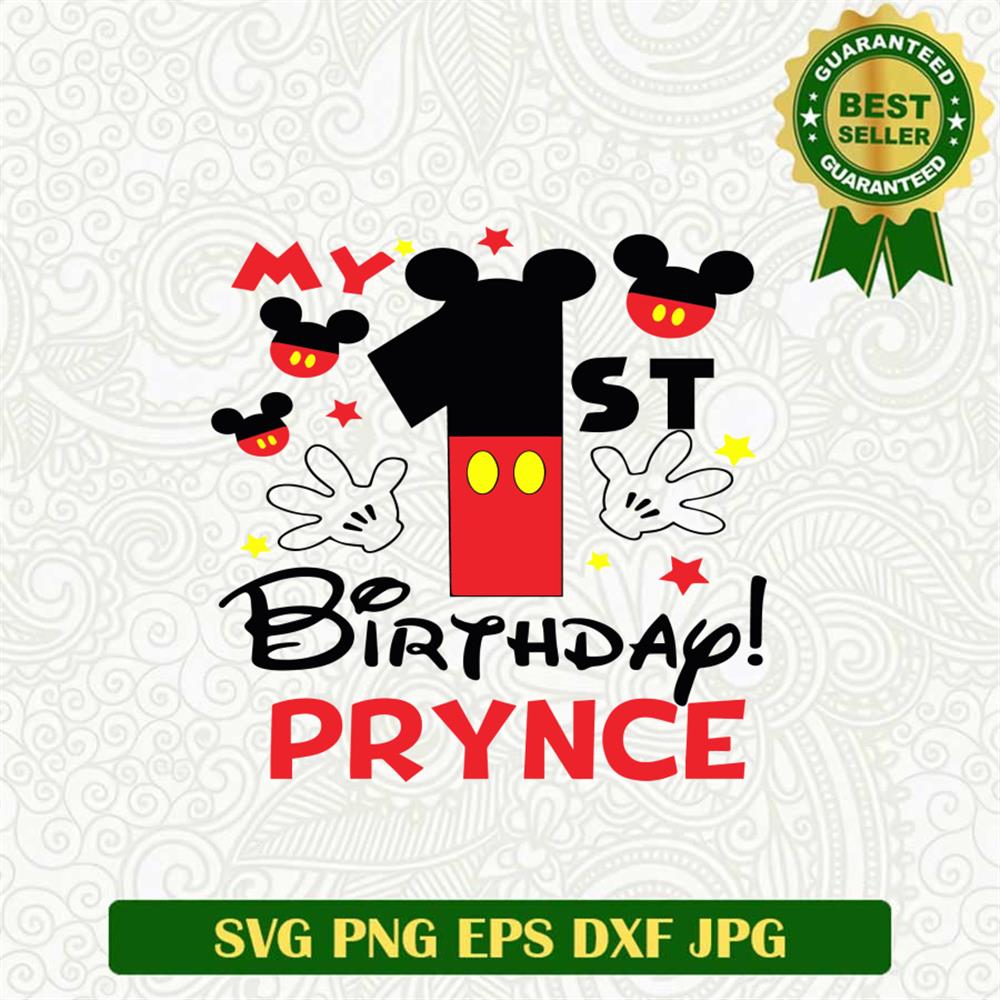 Mickey 1st Birthday Svg, Cartoon Party Name Svg, Mouse One Svg Png ...