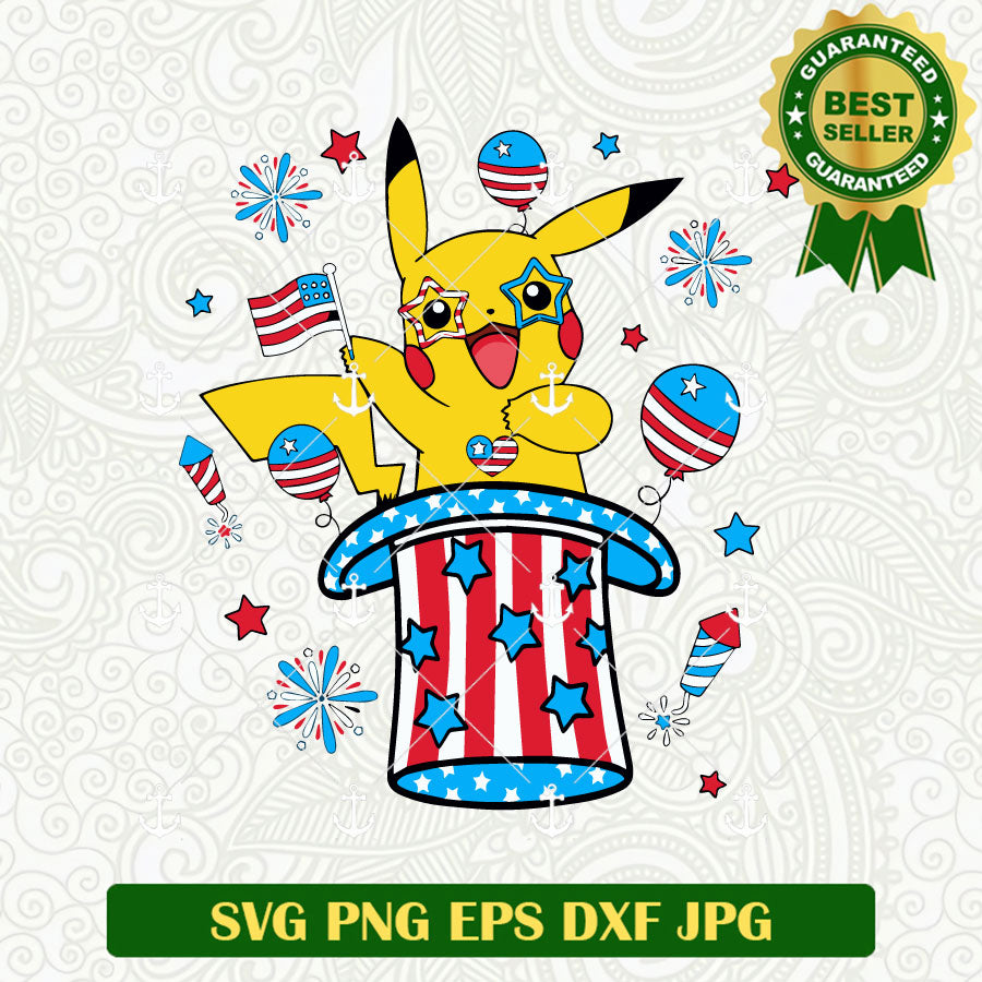 Pikachu 4th of July SVG, Pokemon Independence Day SVG PNG – Lightberty