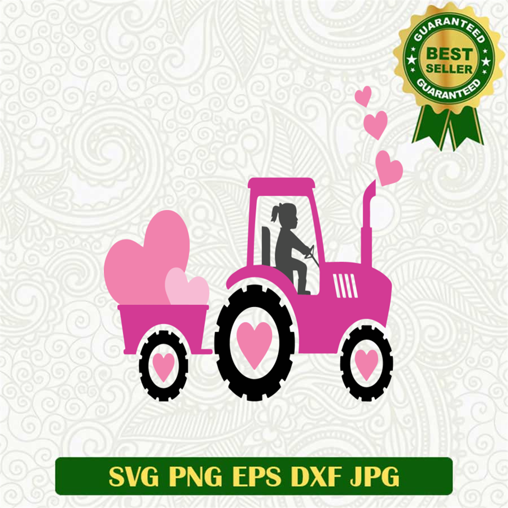 Pink Valentines Tractor SVG, Valentines Tractor SVG, Valentines Heart ...