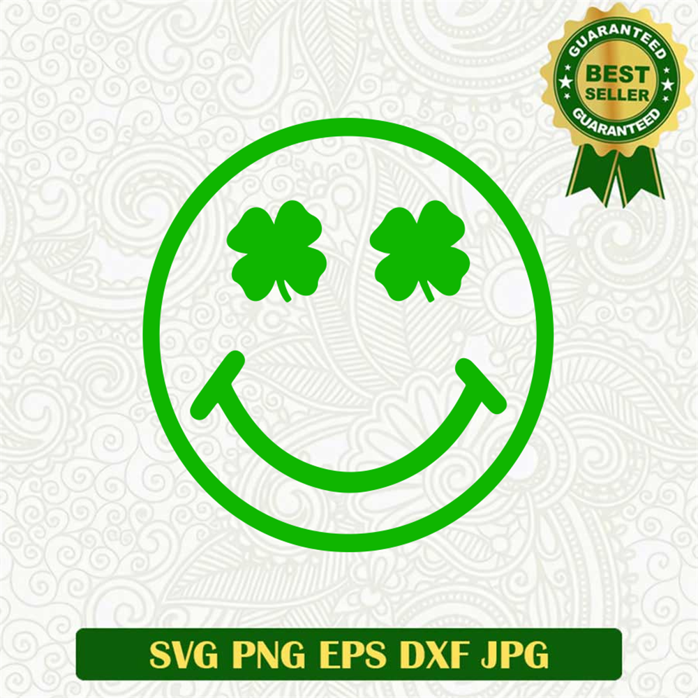 Shamrock Smile Face SVG, St. Patrick's Day SVG, Clover Smiley SVG ...