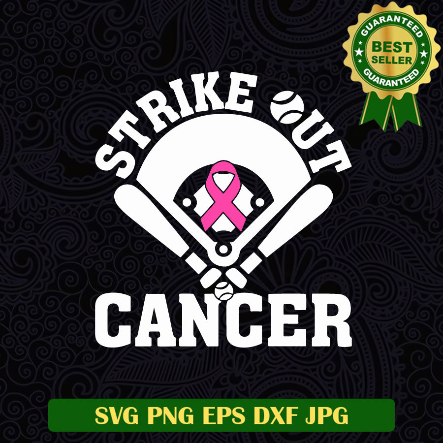 Strike out Cancer Baseball SVG, Breast Cancer Pink Ribbon SVG PNG ...