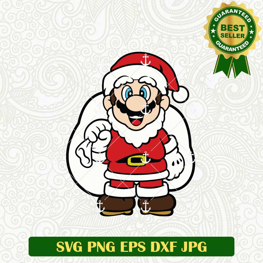 Super Mario Santa Claus SVG, Mario Christmas SVG, Super Mario Santa SV ...