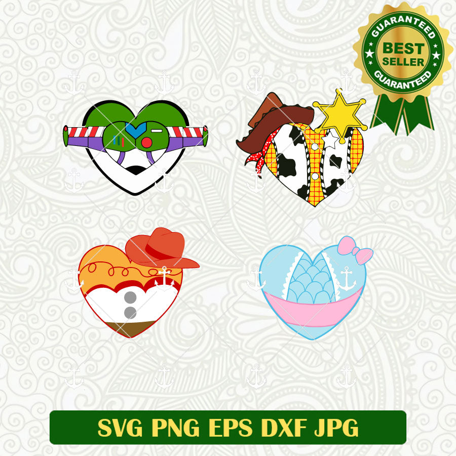 Toy Story Character Heart Bundle SVG, Toy Story Characters SVG PNG ...