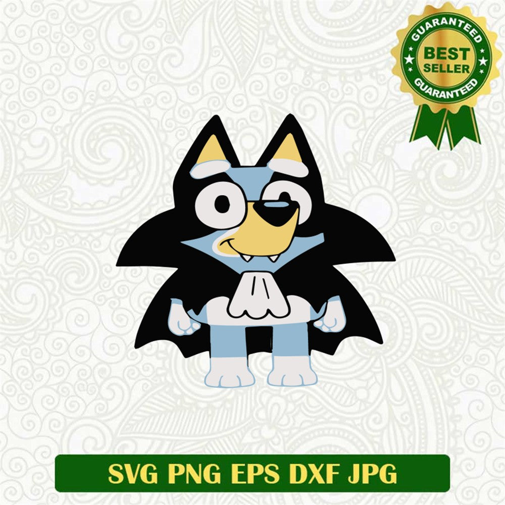 Vampire Bluey Costume Svg, Silly Halloween Pup Svg, Cartoon Dracula Bl ...