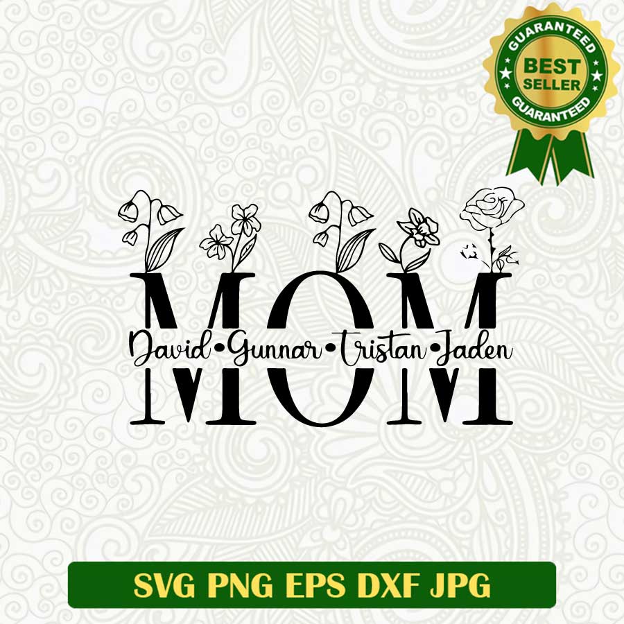 Birth month flowers split mom SVG, Split mom SVG, Mom floral SVG cut ...