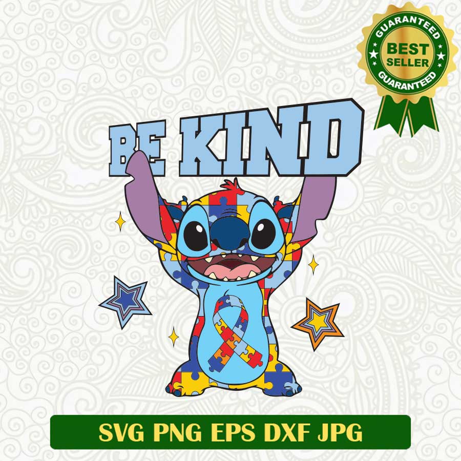 Be kind Stitch Autism Puzzle SVG, Autism Stitch Disney SVG, Autism SVG ...