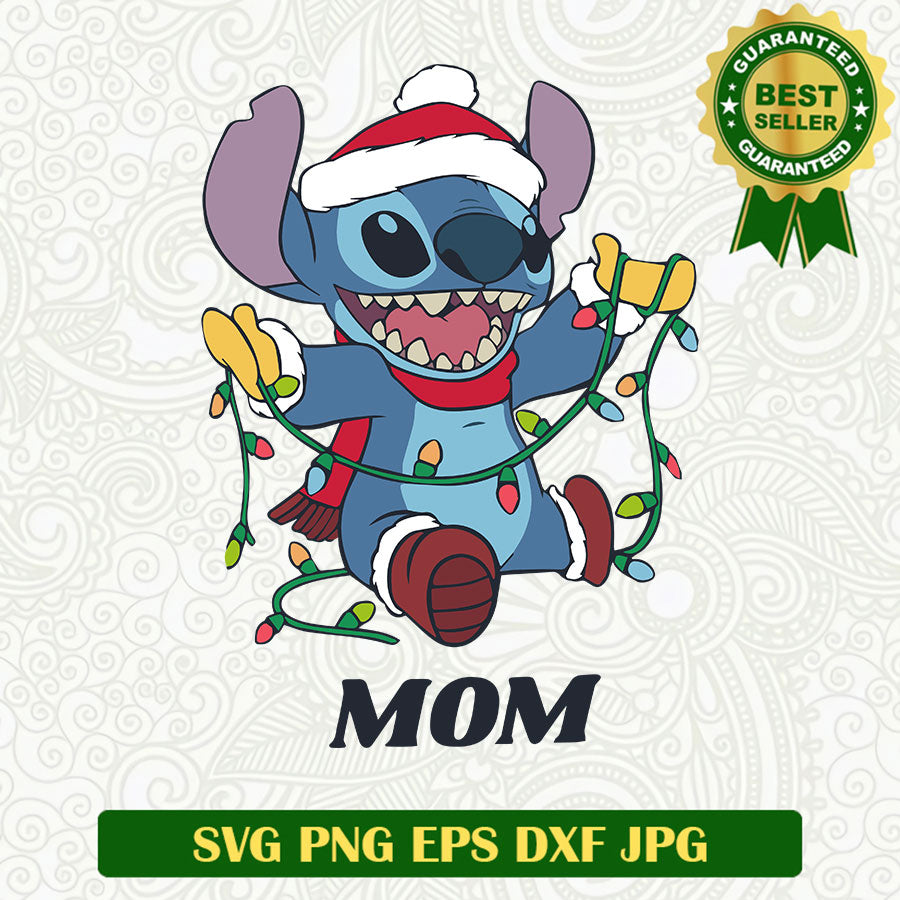 Stitch mom with christmas light SVG, Stitch disney christmas SVG files ...